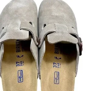 Birkenstock | Shoes | Birkenstock Boston Taupe Suede Clogs Eu 37 Narrow ...